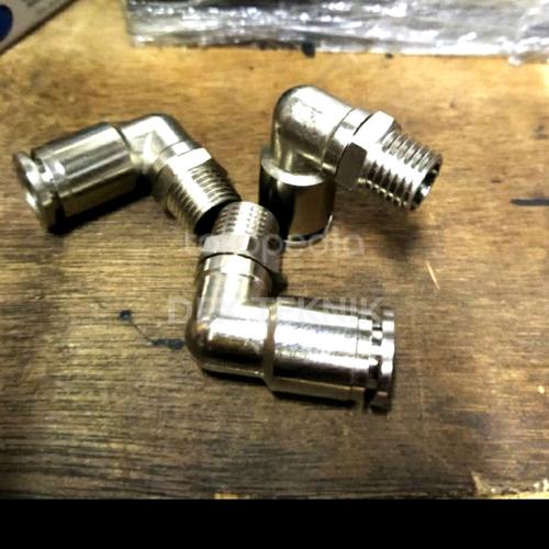 Jual Fitting Elbow push in metal Selang 8mm Drat 1/8"~1/4"~3/8"~1/2 ...