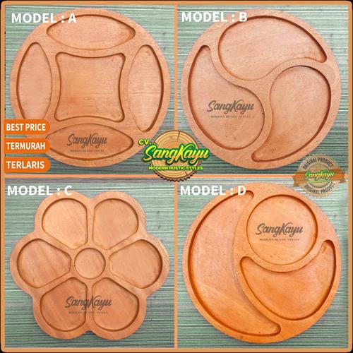 Jual Nampan kayu bulat piring kayu piring saji piring unik wooden tray ...