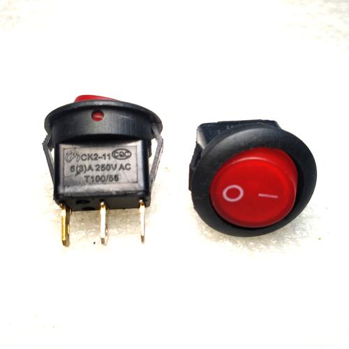 Jual rocker switch bulat merah 3 pin on- of/ switch rocker merah bulat ...