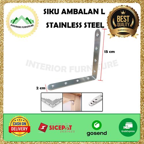Jual Bracket Siku Ambalan L / Siku L Stanless 2.5cm x 15cm x 15cm ...