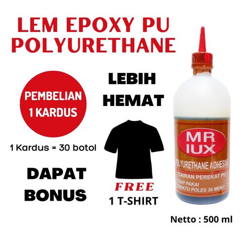 Jual 30 Botol Lem Epoxy PU Polyurethane MR LUX Kemasan 500 Gram FREE ...
