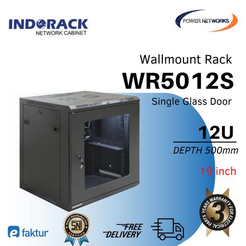 Jual INDORACK WALLMOUNT RACK WR5012S SINGLE GLASS DOOR 12U DEPTH 500mm ...