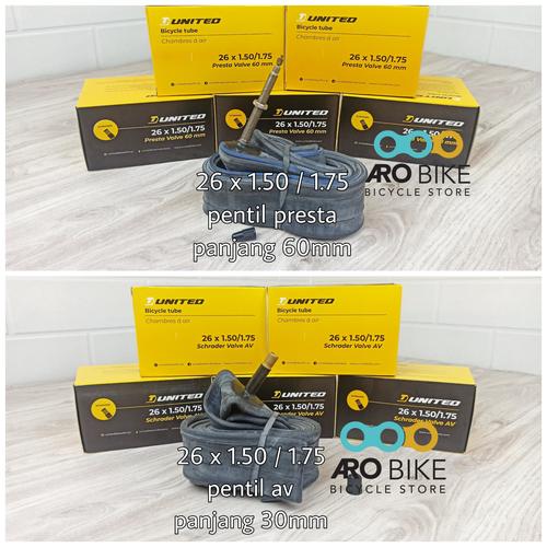 Jual Ban dalam sepeda 26 x 1.50/1.75 United pentil AV / besar dan presta - av 30mm - Kota ...