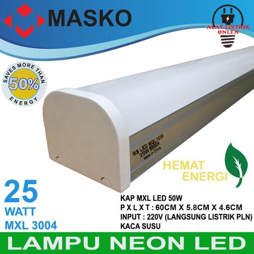 Jual Lampu TL Neon MXL Plastik LED 50W 36 Watt 120cm Putih 6500K MASKO ...