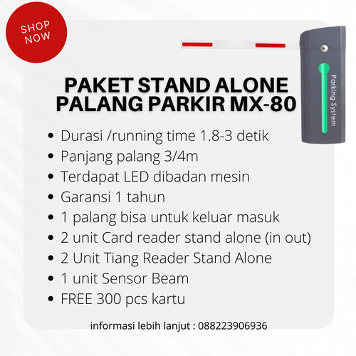 Jual Paket Palang Parkir Otomatis Stand Alone Barrier Gate Mx-80