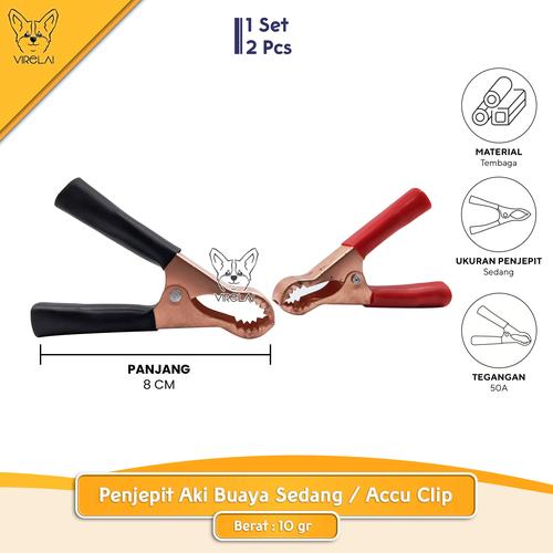 Jual [1 Set 2 Pcs] Penjepit Aki Buaya Kecil / Sedang / Besar / Accu ...