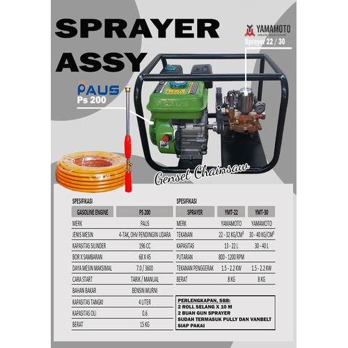 Jual Mesin Steam Power Sprayer PS22 Yamamoto Penggerak GX200 Komplit ...