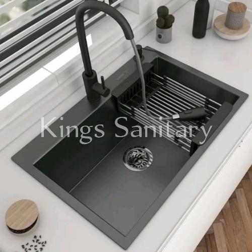 Jual Kitchen sink 7545 black paket kran tarik /Bak cuci piring 7545 ...