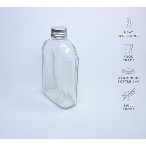 Jual Botol Kaca Gepeng Tempat Air Minum Tutup Aluminium Wadah Minuman ...