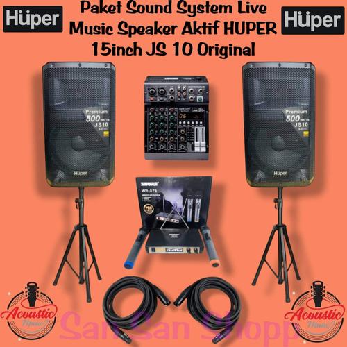 Jual paket sound system outdoor speaker aktif huper js 10+mixer ...