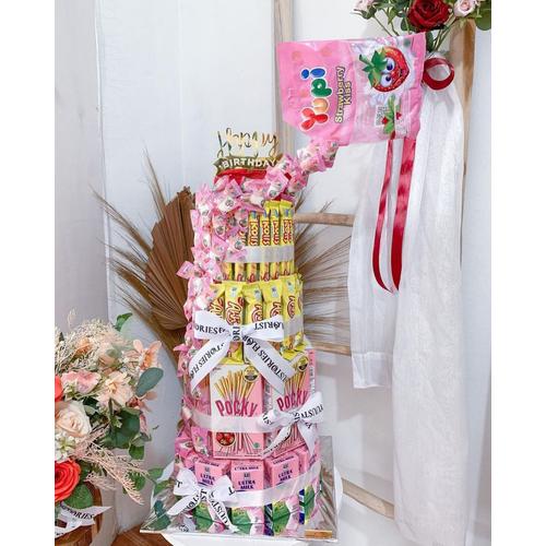 Jual Snack Cake / Kue Ulang Tahun Snack / Snack Tower Yupi Pocky Susu ...