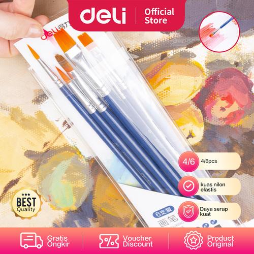 Jual Deli set kuas warna biru (4 pcs / pack) kombinasi bentuk kuas ...