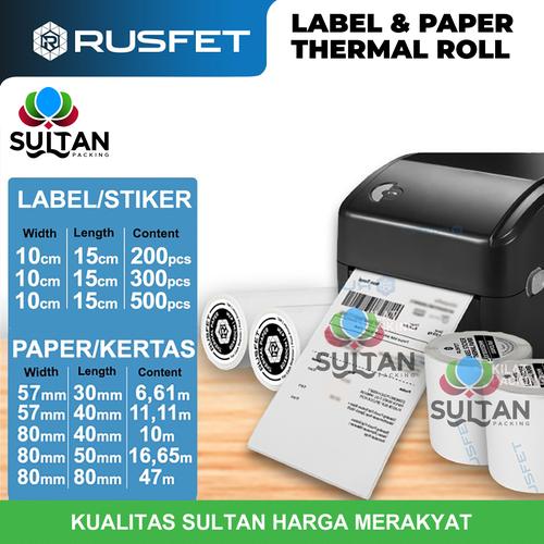 Jual Kertas Thermal Label Thermal Printer Barcode Struk Kasir RUSFET ...