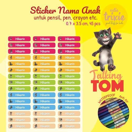 Jual Sticker Label Nama Pensil TALKING TOM - Jakarta Barat - Cutie ...