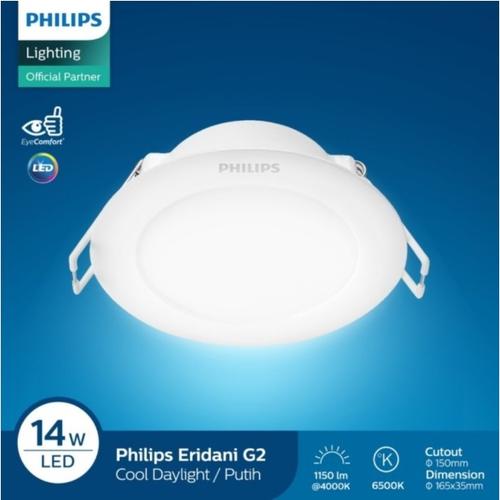 Jual Philips Eridani Lampu LED Downlight 14W 14 Watt 6" DL190B Putih ...