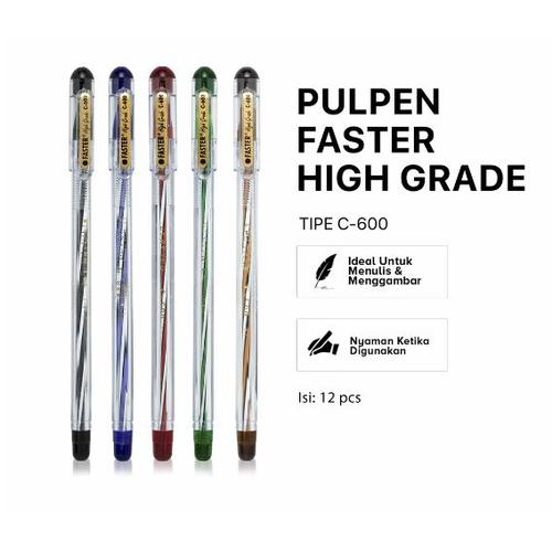 Jual Pulpen Faster C600 / Pen Faster 0.7mm (12 pcs) - Biru - Jakarta ...