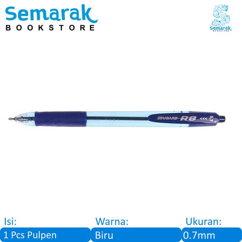 Promo Standard R8 Retractable Ballpoint Pen Pulpen Oil Gel 0.7 Biru ...