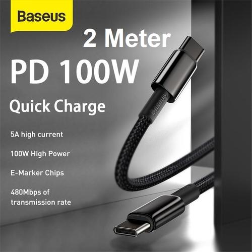 Jual BASEUS Kabel Data Tungsten Type C to Type C 100W 5A 2M Fast ...