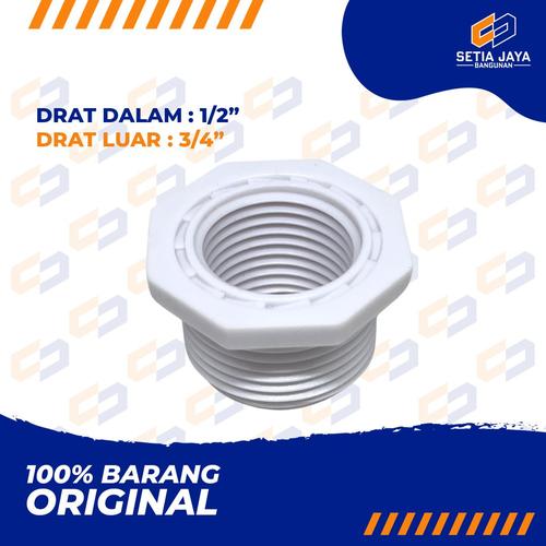 Jual Vlog Drat / Plok Drat / Sambungan Kran PVC / Plastik 1/2 Inch 3/4 ...