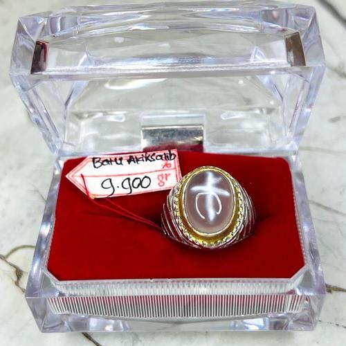 Jual Cincin perak batu permata akik light brown motif salib cross ring ...