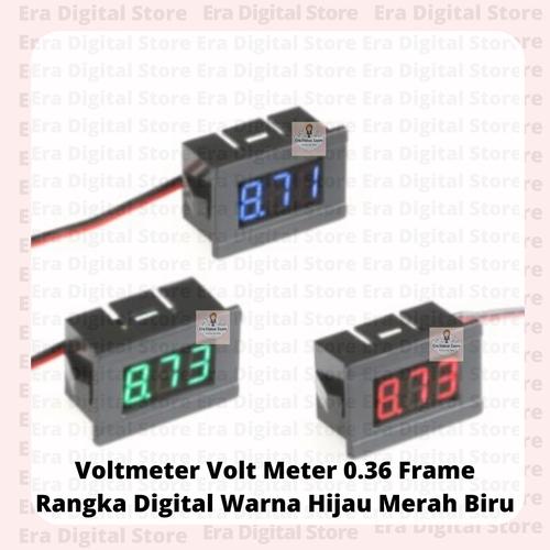 Jual Voltmeter Volt Meter 0.36 Frame Rangka Digital Warna Hijau Merah ...
