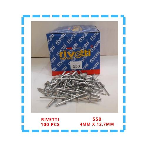 Jual ISI 100 PCS PAKU RIVET MERK RIVETTI 550 UKURAN 4mm x 12.7mm ...