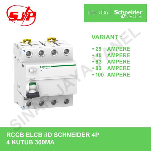 Jual RCCB ELCB iID SCHNEIDER 4P 300MA 25A 40A 63A 80A 100A ORIGINAL ...