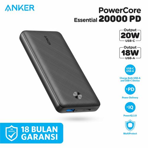 Promo Anker Powerbank 20000mAh 20W 18W PD Dual Port USB Type A & C ...