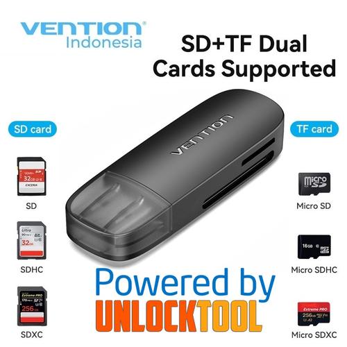Jual Vention 2 in 1 Card Reader USB 3.0 SD + TF Dual Card Support 512GB ...