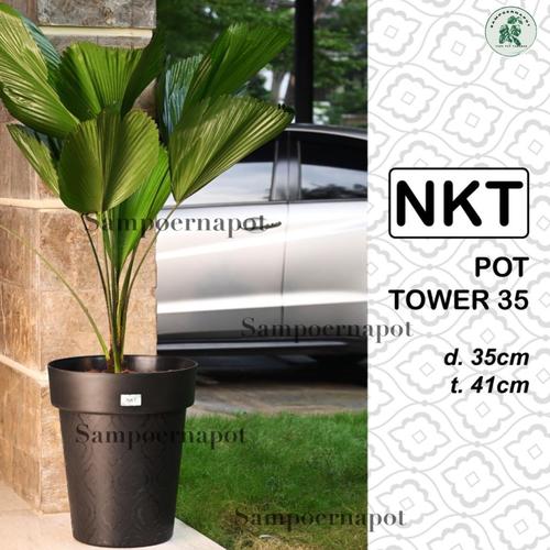Jual pot bunga tanaman tinggi tower hitam 35cm - NKT TOWER JUMBO 35 ...