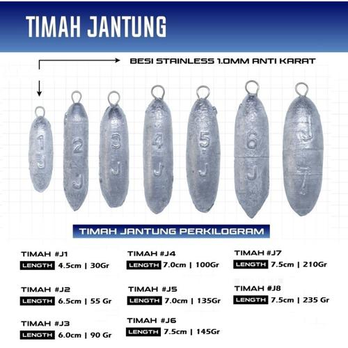 Jual Timah Jantung / Timah Pemberat Pancing Jaring MURAH Ukuran J1 J2 ...