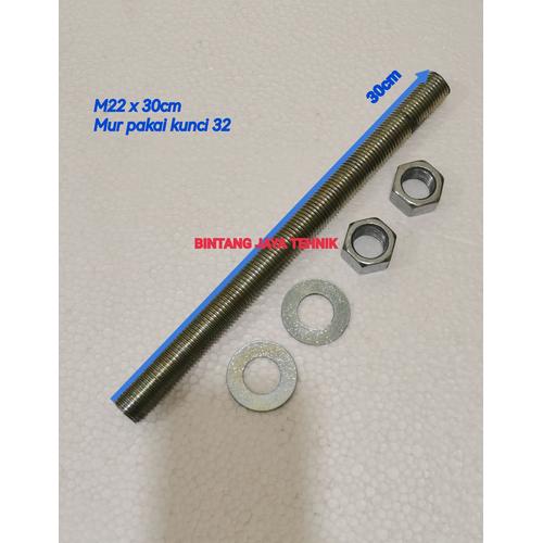 Jual AS DRAT M22 x 30cm 2pcs MUR + RING / LONG DRAT M22 x 30cm ( KUNCI ...