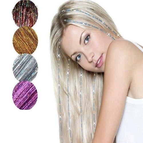 Jual Aksesoris Rambut Palsu Holographic Sparkle Hair Tinsel Glitter ...