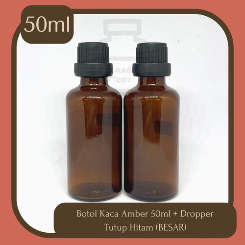 Jual Botol Kaca Amber Coklat 50ml/Essential Oil - Tutup Ulir Hitam / Putih - Hitam - Besar ...