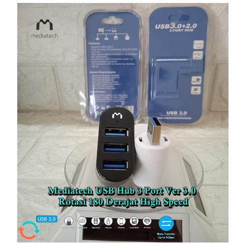 Jual Mediatech USB Hub 3 Port Ver 3.0 Rotasi 180 Derajat High Speed TF Data - Putih - Jakarta ...