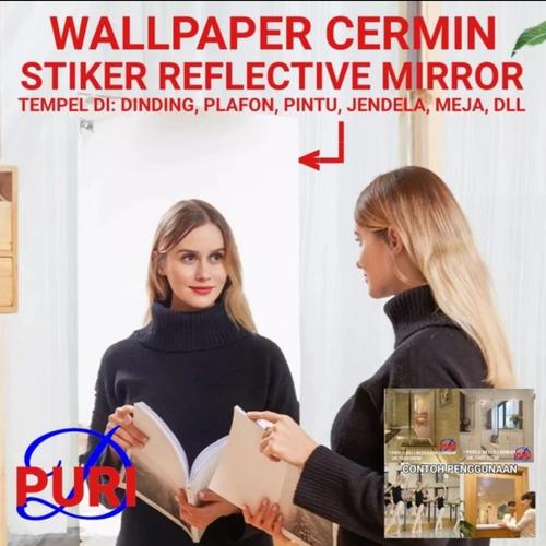 Jual DIY Stiker Cermin Sticker Reflective Dekorasi Dinding Kaca Mirror ...