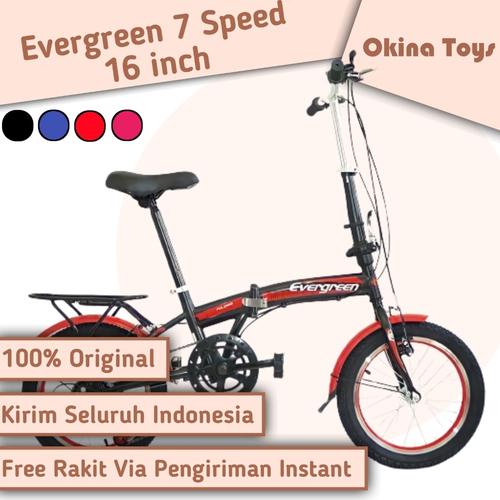 Jual Sepeda Lipat 16 Inch Evergreen Speed velek aluminium - Biru ...