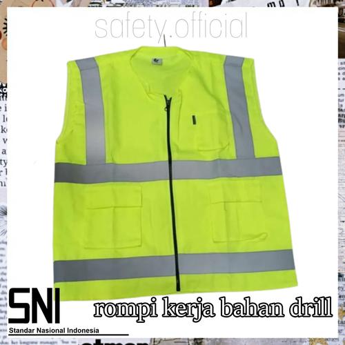 Jual Rompi Bahan Drill Warna Hijau Stabilo / Rompi Proyek / Rompi Kerja ...