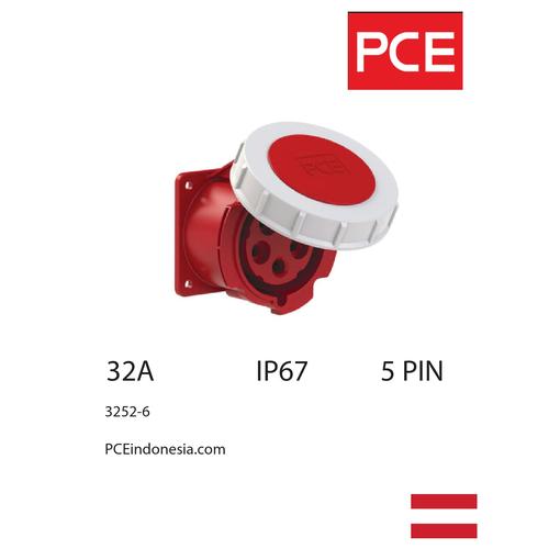 Jual PCE Flanged Straight Socket / Soket Industri 32A (5PIN) (IP67 ...