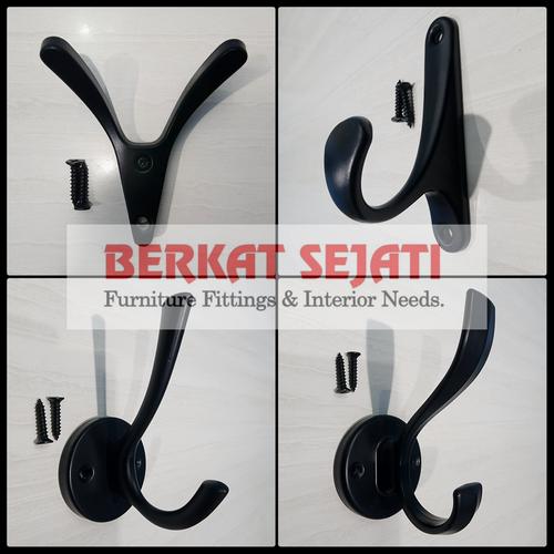 Jual Gantungan Baju HITAM / BLACK Hook Kapstok Hanger Pintu Lemari ...