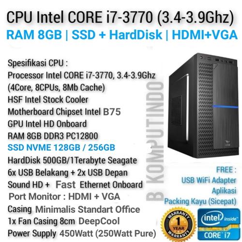 Jual KOMPUTER PC CPU RAKITAN ADMIN KANTOR | CORE i7 | RAM 8GB | SSD NVME - Kota Tangerang - B ...
