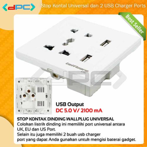Jual Stop Kontak Colokan Dinding Wallplug Universal dan 2 USB Port ...
