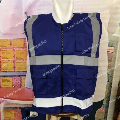 Jual ROMPI SAFETY / SAFETY VEST BAHAN DRILL WARNA BIRU NAVY MASGRAY ...