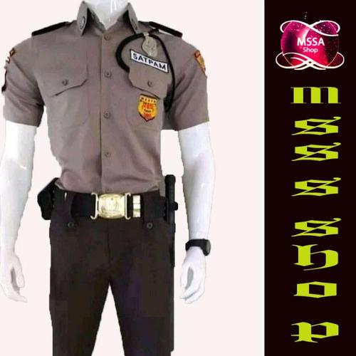 Jual top seragam satpam security pdl/pdh coklat crem model terbaru lengan - Kaos satpam, M (28 ...
