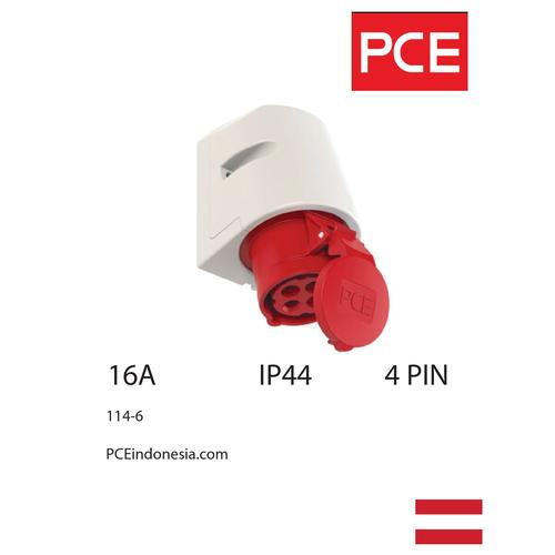 Jual PCE Wall Socket / Soket Industri (16A) (4PIN) (IP44) 114-6 - Kab ...