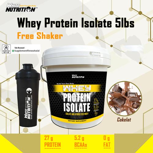 Jual Susu Protein White Nutrition Whey Protein Isolate 5lbs Free Shaker ...