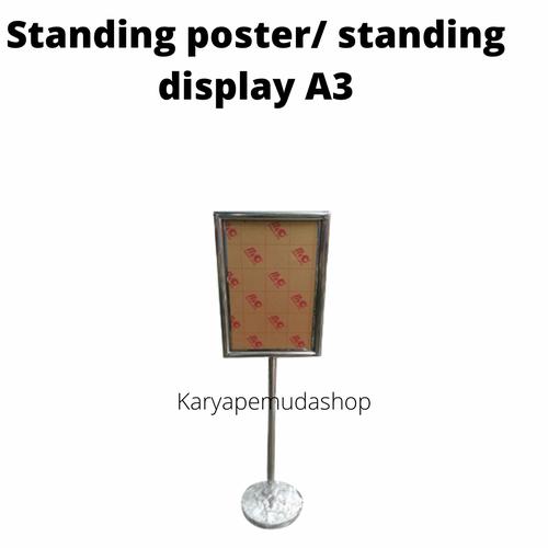 Jual standing display poster A3/display stainless/ tiang portable pipa ...