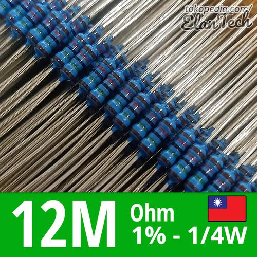 Jual Resistor 12M 1/4W 1% 0.25W 1/4 W 12 Mega Ohm Standard Taiwan ...