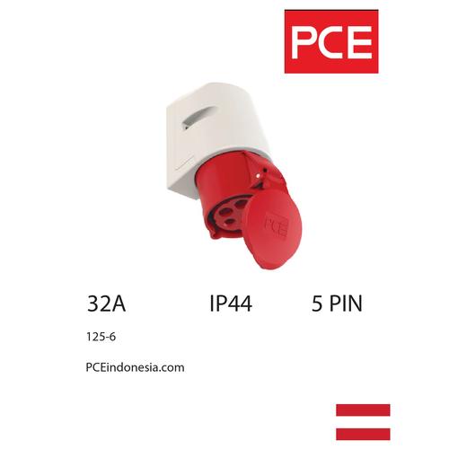 Jual PCE Wall Socket / Soket Industrial (32A) (5PIN) (IP44) 125-6 - Kab ...