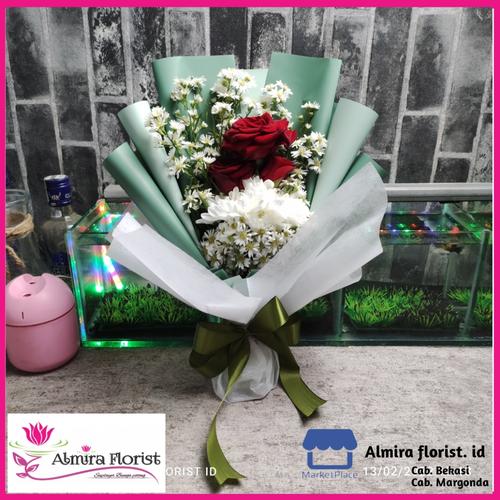 Jual hand bouquet | buket bunga 3 mawar asli segar | buket bunga ...